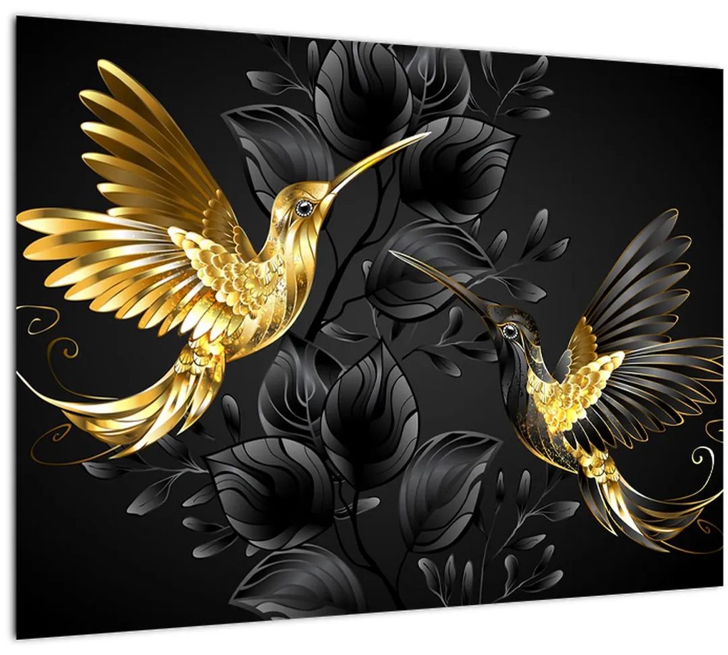 Skleněný obraz - Kolibříci očima umělce (70x50 cm)