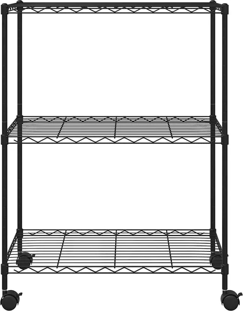 3patrový úložný regál na kolečkách 60 x 35 x 81 cm černý 150 kg 324626