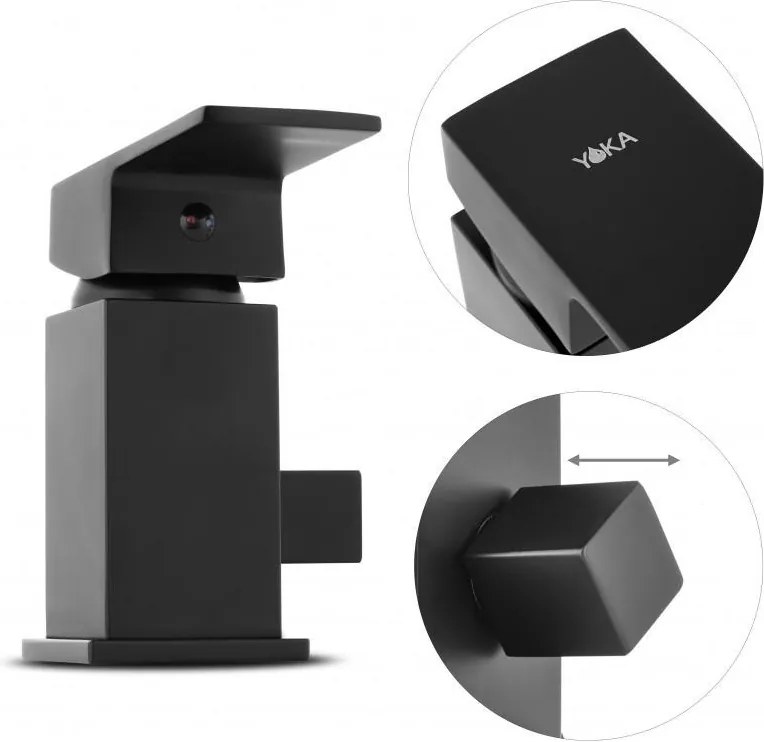 Erga Trio, 3-otvorová vanová baterie, černá matná, ERG-YKA-BW.TRIO-BLK