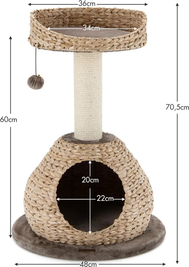 Costway Small Cat Tree s jeskyní a přírodním sisalem a ručně vyrobeným košíkem φ