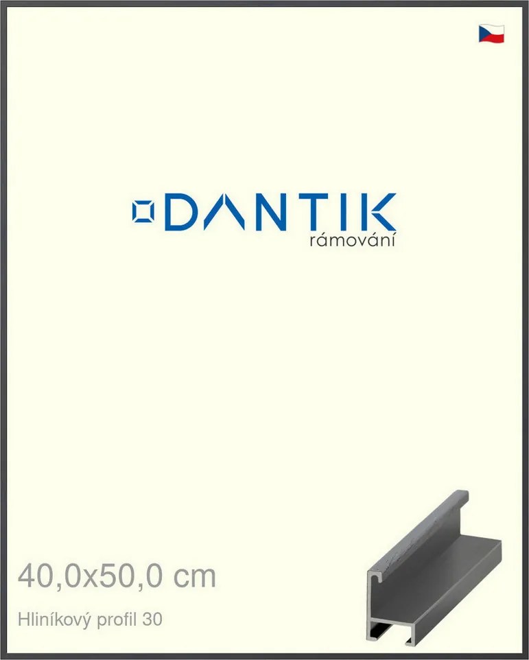 DANTIK rámeček 40x50 | ALU profil 6030 Dýha barevná šedá tmavá (Sklo Čiré)