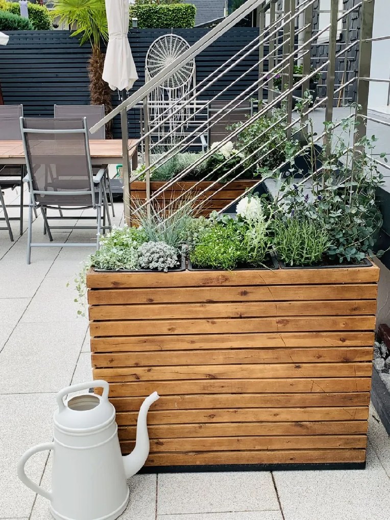 Květináč ELEMENTO, dřevo akácie, šířka 95 cm, hnědý