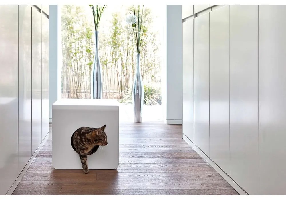 Bílý kočičí záchod 41x54,5 cm Sito White – MiaCara