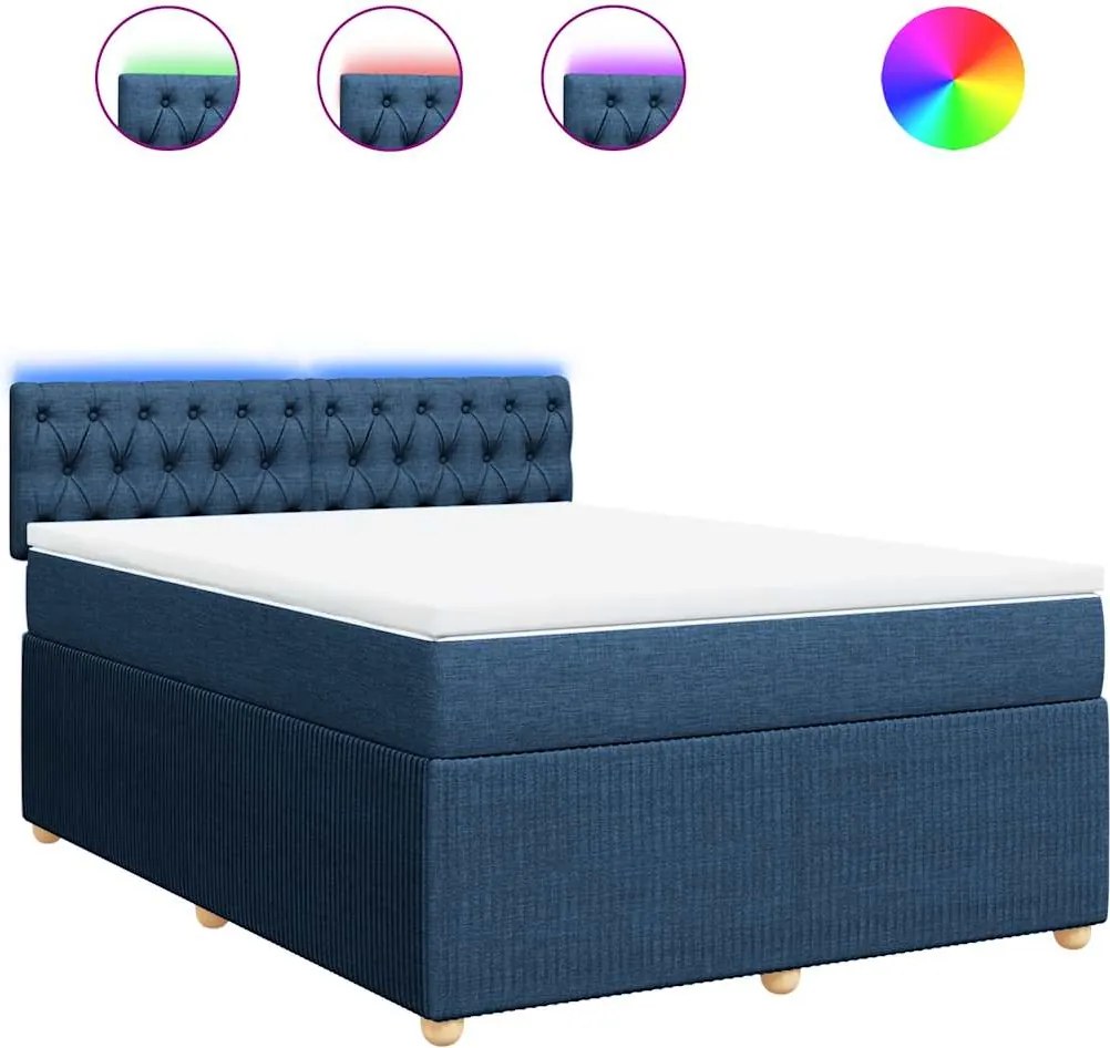 Box spring postel s matrací modrá 140x200 cm textil 3289792