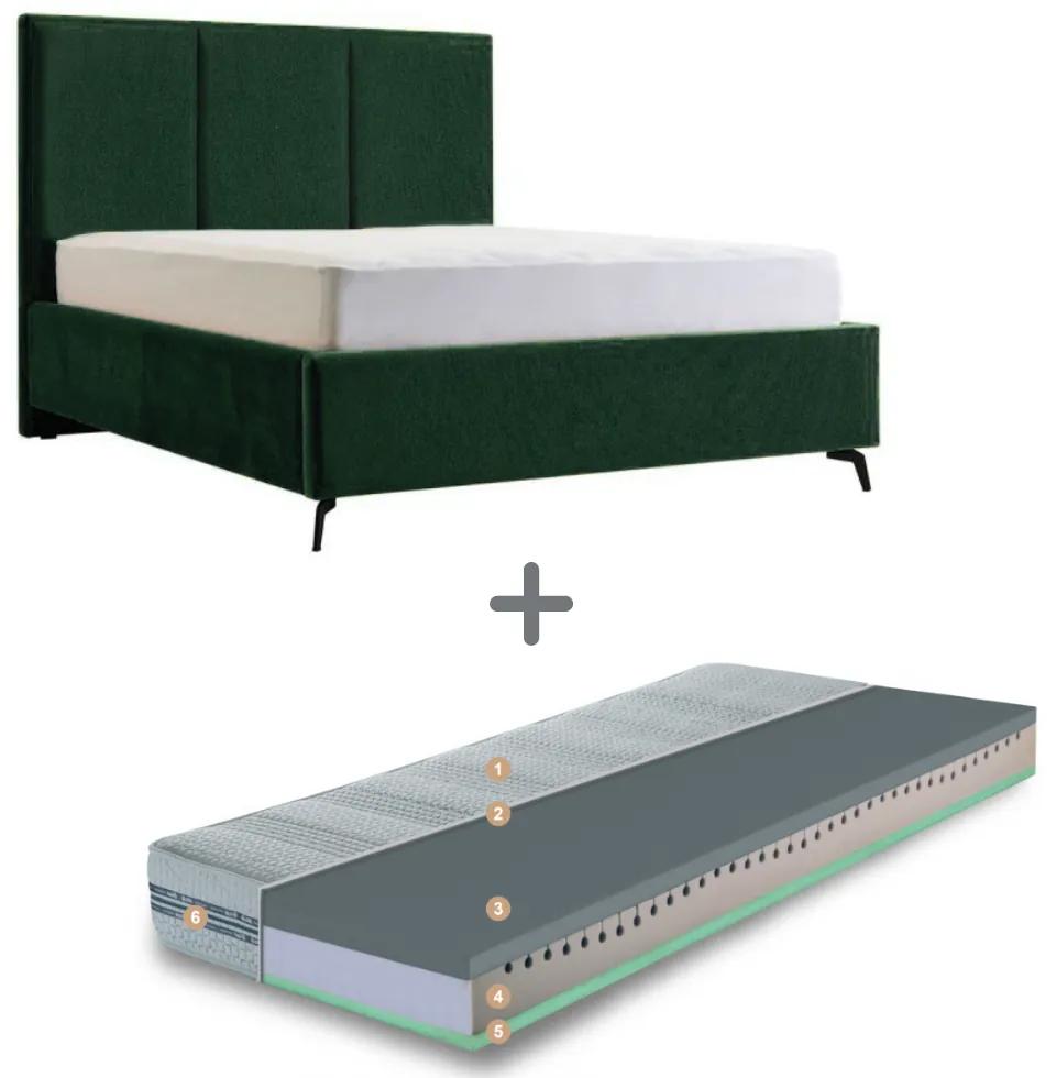 Čalouněná postel s matrací CESTO 160 - zelená