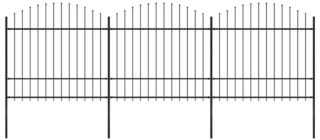 Zahradní plot s kopím nahoře ocelový 504 x 175 cm černý 277741