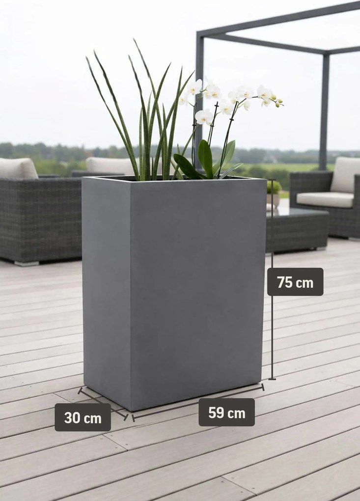 Květináč ELEMENTO, sklolaminát, šířka 59 cm, beton design