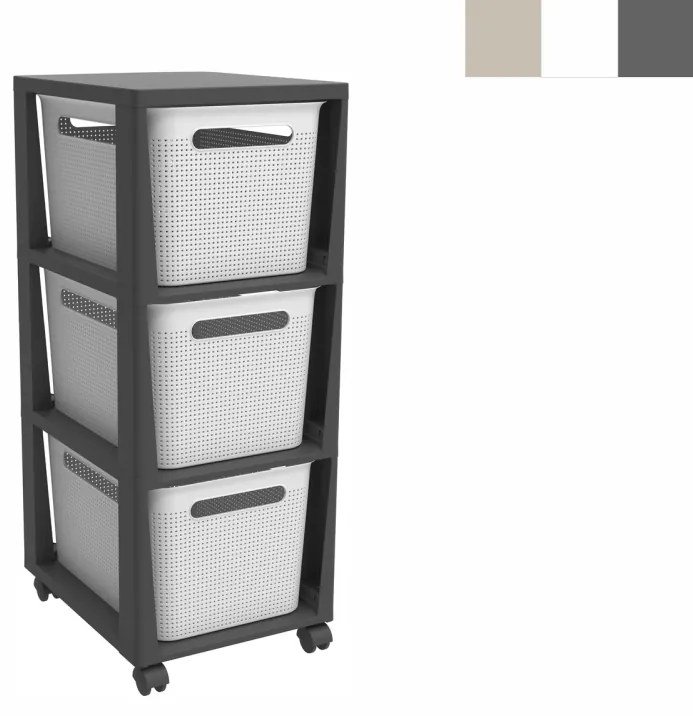 Regál s úložnými boxy - ROTHO BRISEN, 3x16 l Barva: cappuccino/antracit