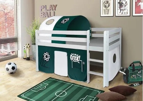 Dětská VYVÝŠENÁ postel FOTBAL - BÍLÁ