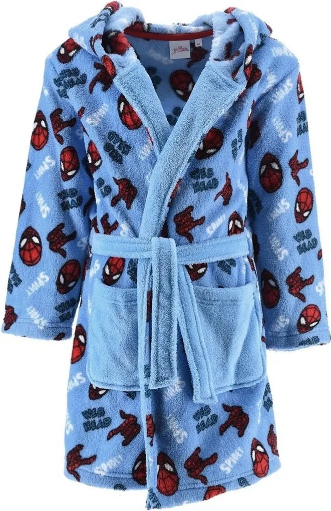 Dětský / chlapecký coral fleece župan s kapucí Spidey, EU 98 Modrá