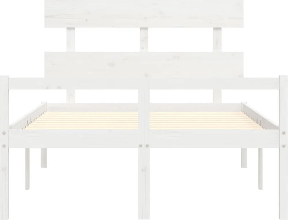 Postel s čelem pro seniory bílý 120x200 cm masivní dřevo 3195347