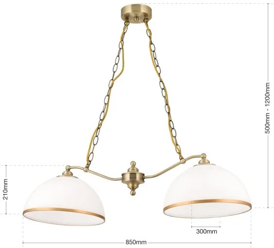 Orion HL 6-1810/2 - Lustr na řetězu OLD LAMP 2xE27/40W/230V bílá/mosaz