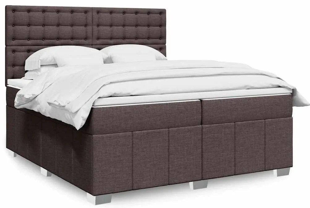 Box spring postel s matrací tmavě hnědá 200x200 cm textil