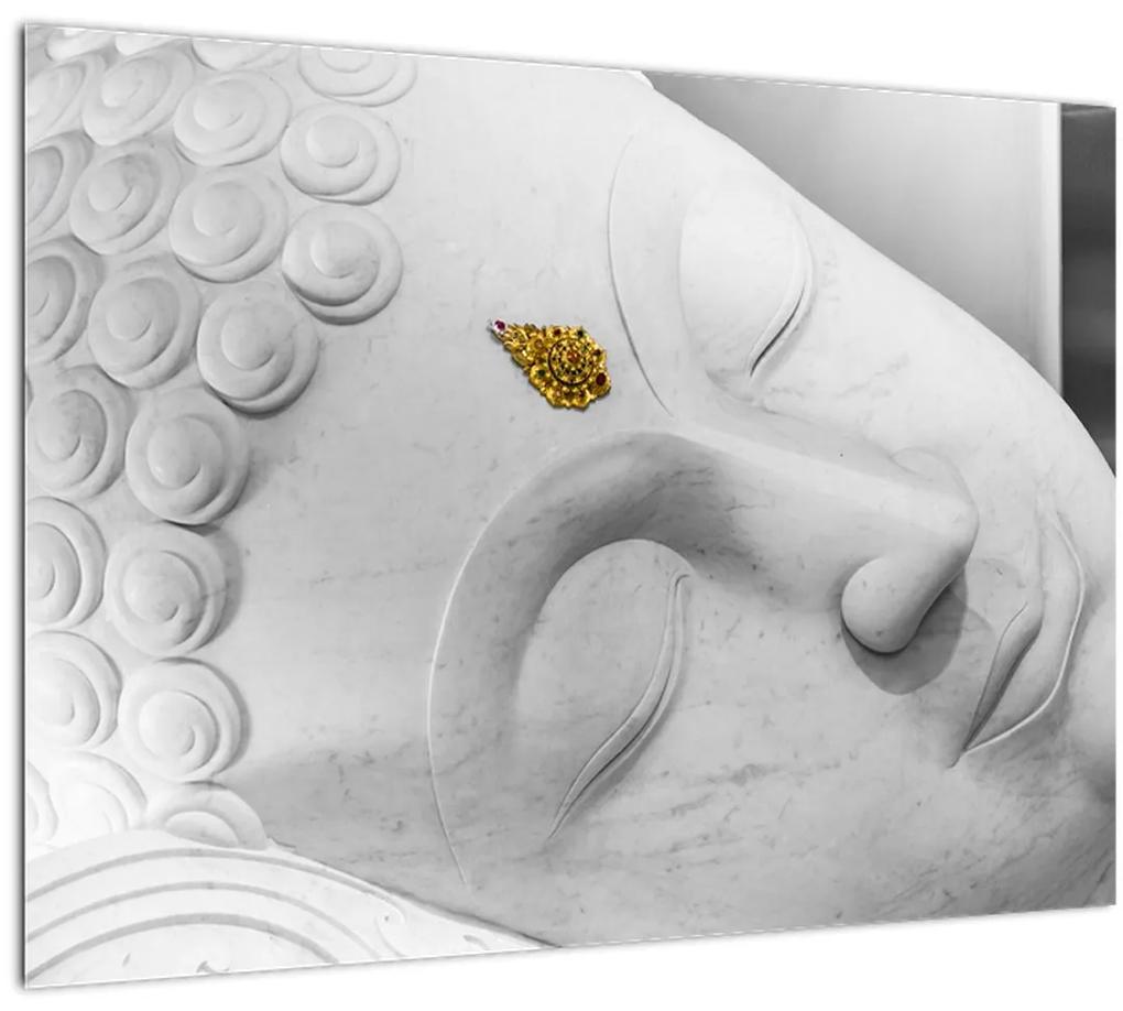 Skleněný obraz - Bílý Buddha (70x50 cm)