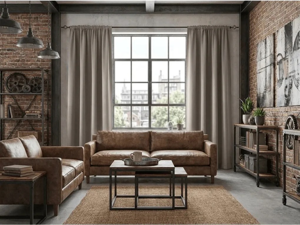 Šedohnědý závěs OXFORD 140x250 cm Zavěšení: Kovové kroužky