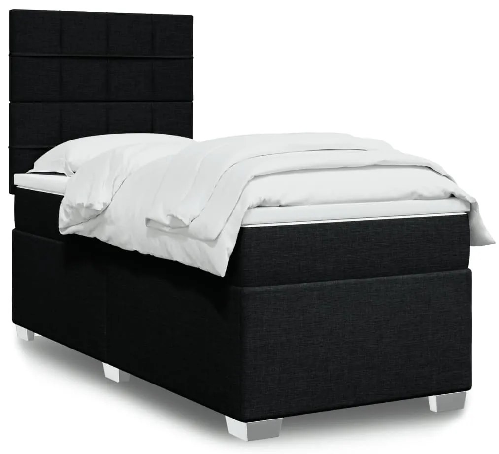 Box spring postel s matrací černá 90x190 cm textil 3290345