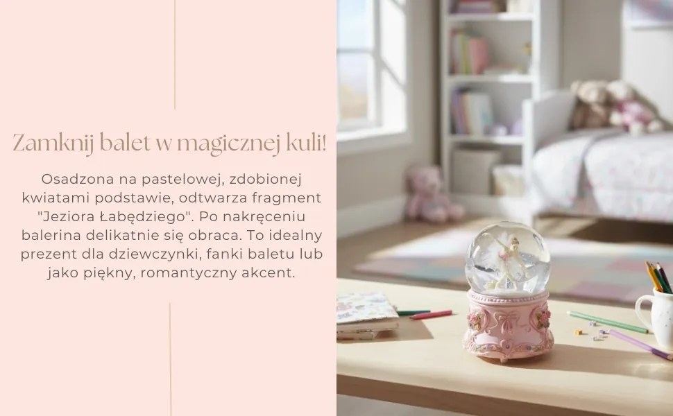 Madrid Magnificence Hudební skříňka Tančící baletka ve skleněné kouli 15 cm – MG-963
