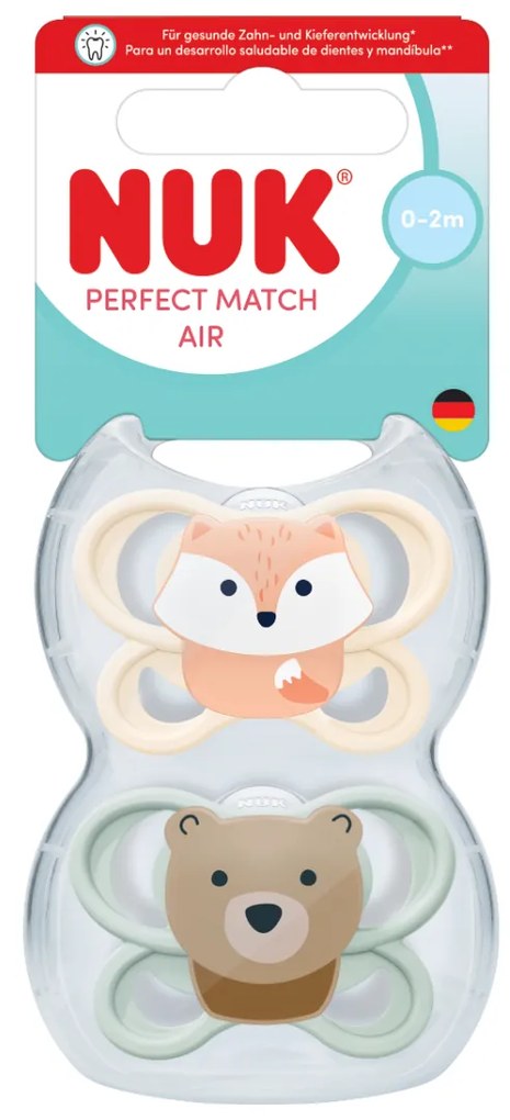 NUK Dudlík Perfect Match Air Fox/Bear 0-2 m 2 ks box