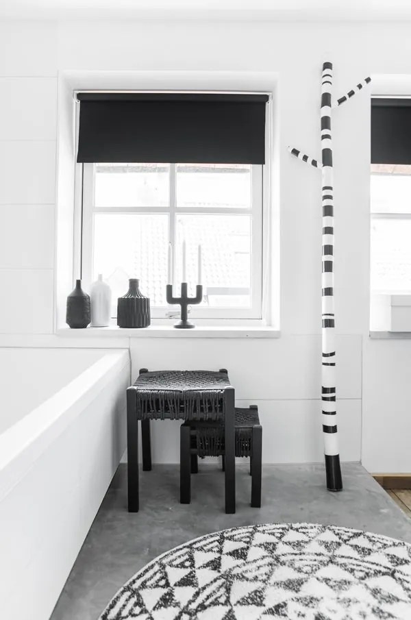 HK living Bavlněná koupelnová předložka/kobereček Round Black, černá barva, textil