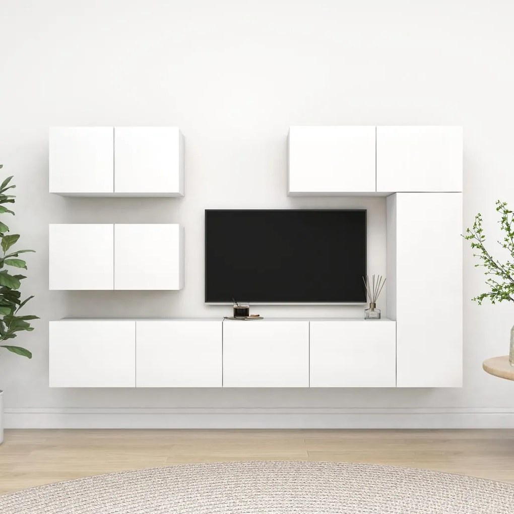 6dílný set TV skříněk bílý kompozitní dřevo 3078715