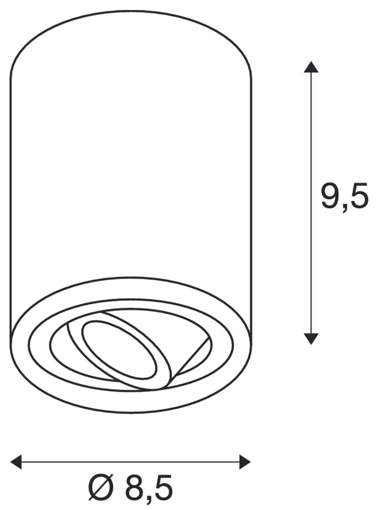 SLV 1002012 Triledo, stropní svítidlo z kartáčovaného hliníku, 1x GU10 max. 10W, průměr 8,5cm