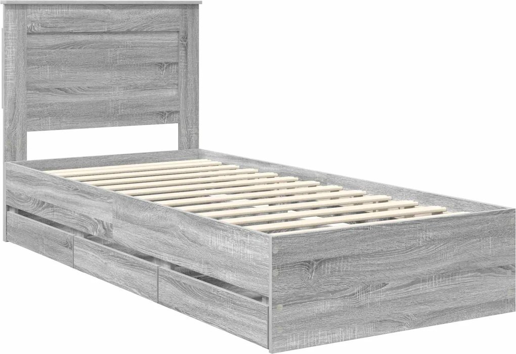 Rám postele s čelo Šedá Sonoma 75 x 190 cm Inženýrské dřevo 3410218