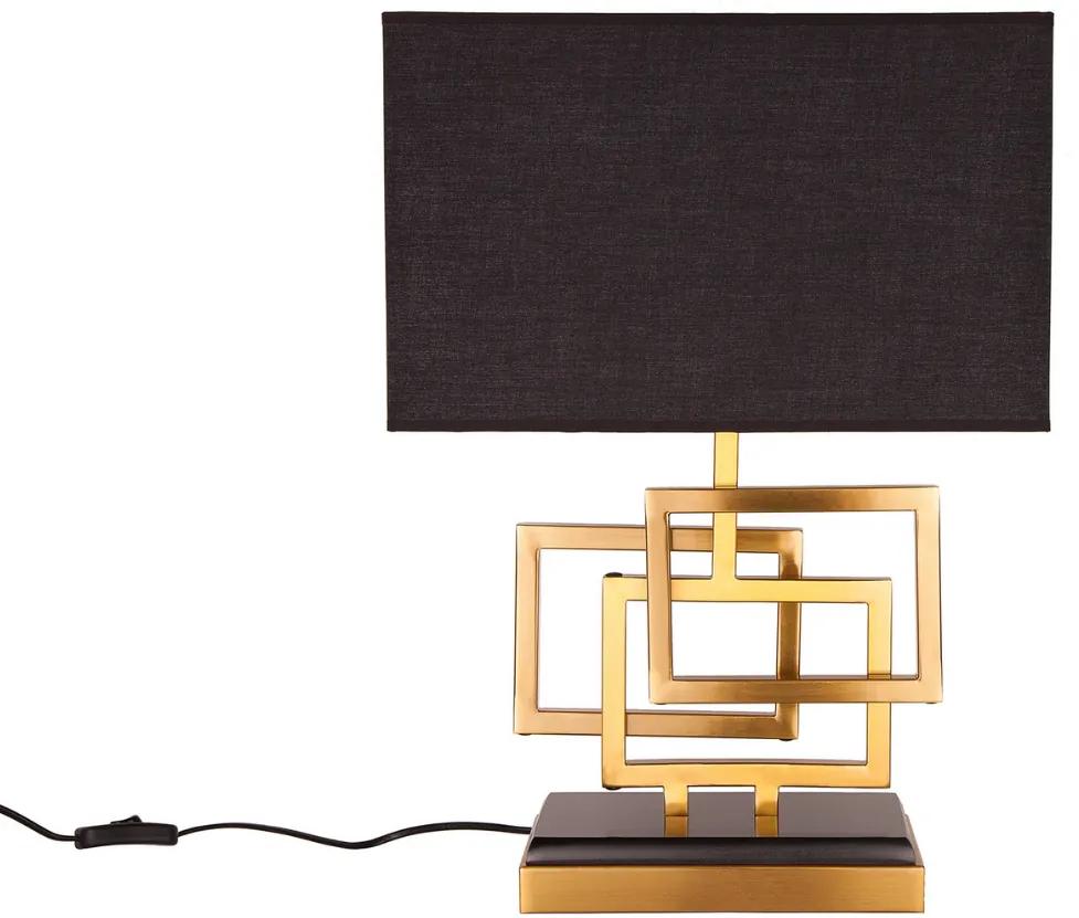 OnaDnes -20% Moebel Living Zlatá kovová stolní lampa s černým stínidlem Madis 56 cm
