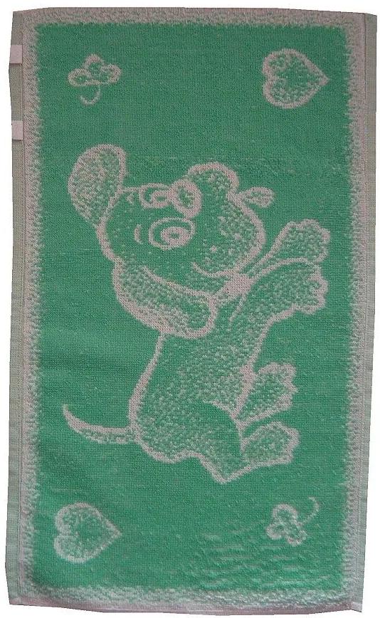 Dětský ručník Pejsek světle zelený 30x50