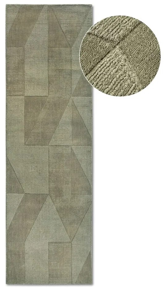 Zelený ručně tkaný vlněný běhoun 80x250 cm Ursule – Villeroy&amp;Boch