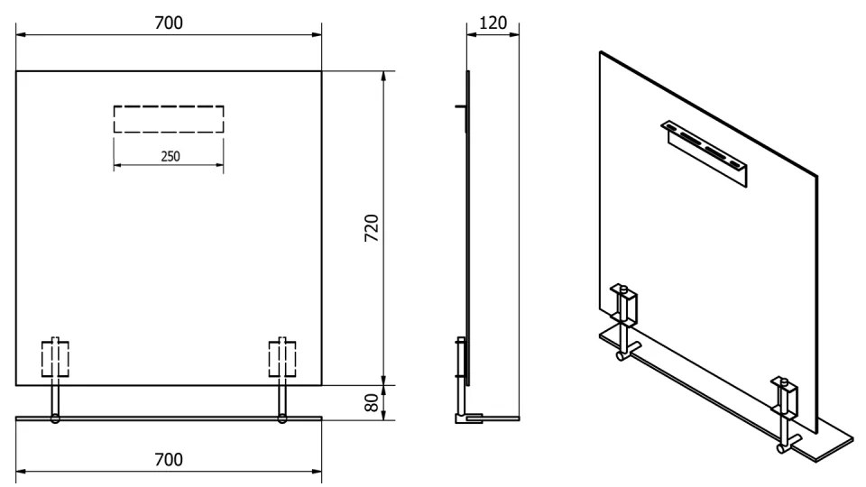 Sapho WEGA zrcadlo s policí 700x800mm, černá mat 60092-7B