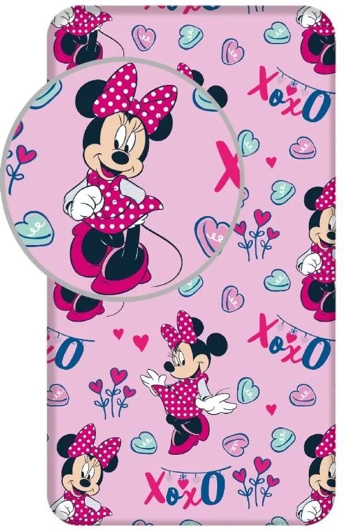 JERRY FABRICS Napínací Prostěradlo Minnie xoxo Bavlna, 90/200 cm