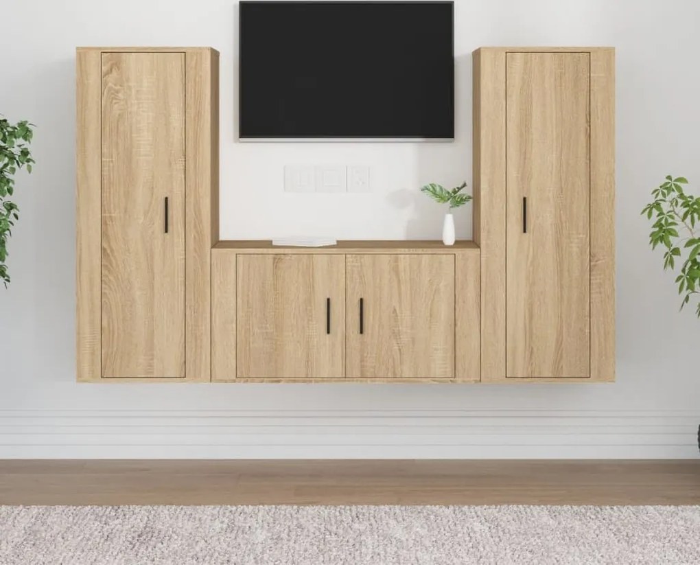 vidaXL 3dílný set TV skříněk kompozitní dřevo [3188750] Barva: kouřový dub