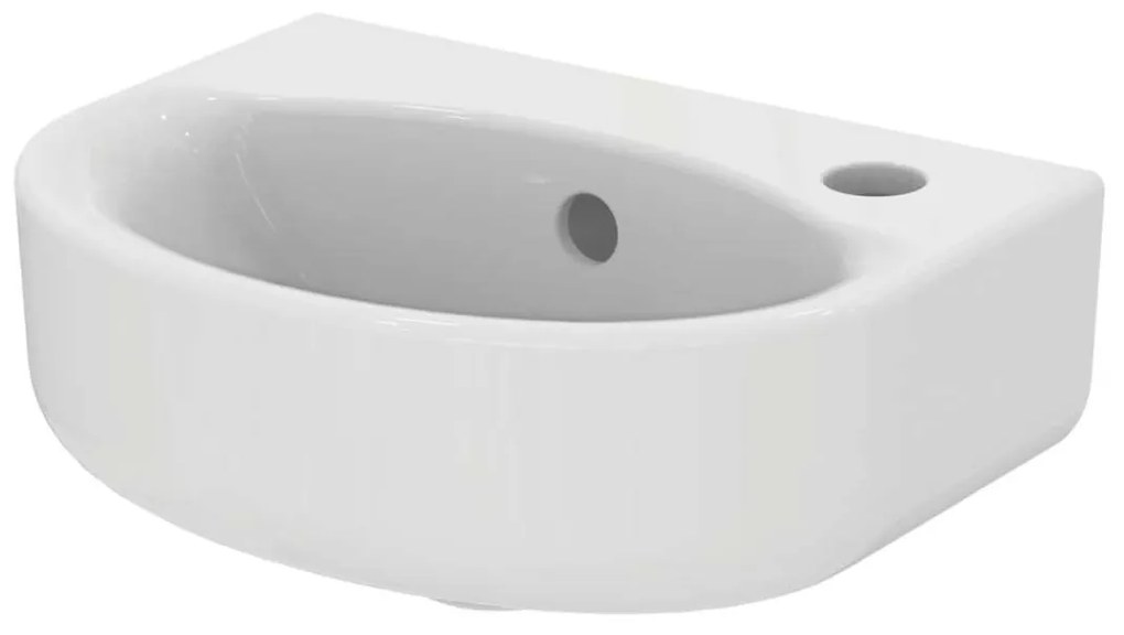 Ideal Standard Connect - Umývátko 35x26 cm, 1 otvor pro baterii vpravo, s Ideal Plus, bílá E7913MA