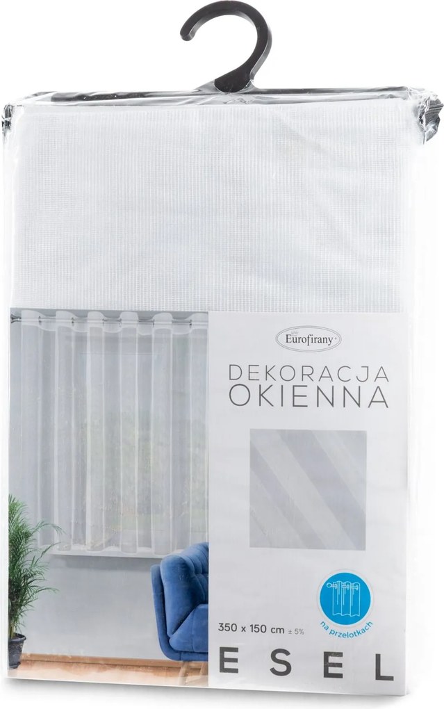ZÁCLONA NA KROUŽCÍCH ESEL 350X150 CM BÍLÁ