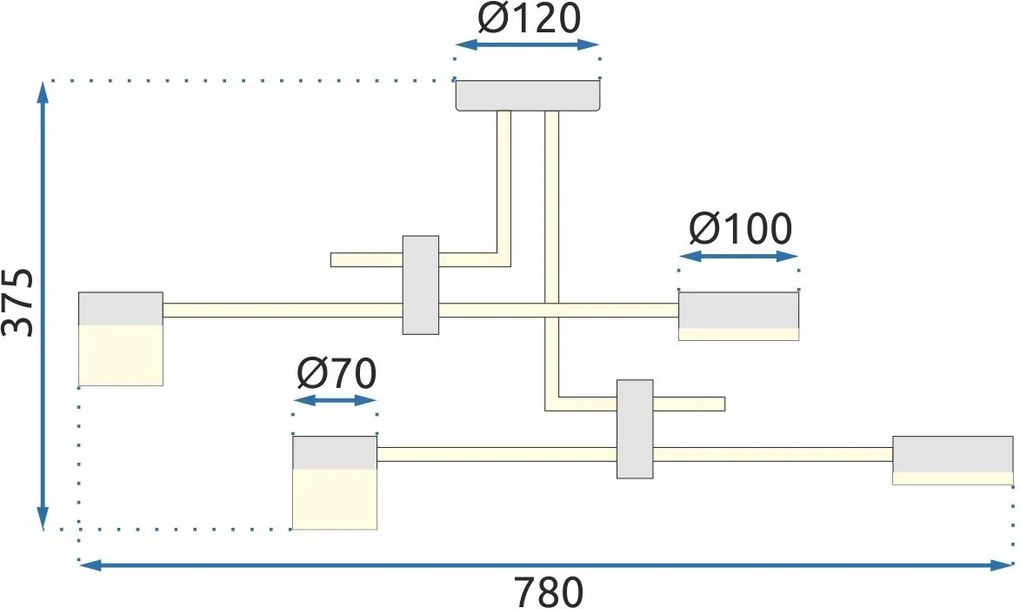 Toolight, LED stropní svítidlo APP1002-6C, zlatá-černá, OSW-06151
