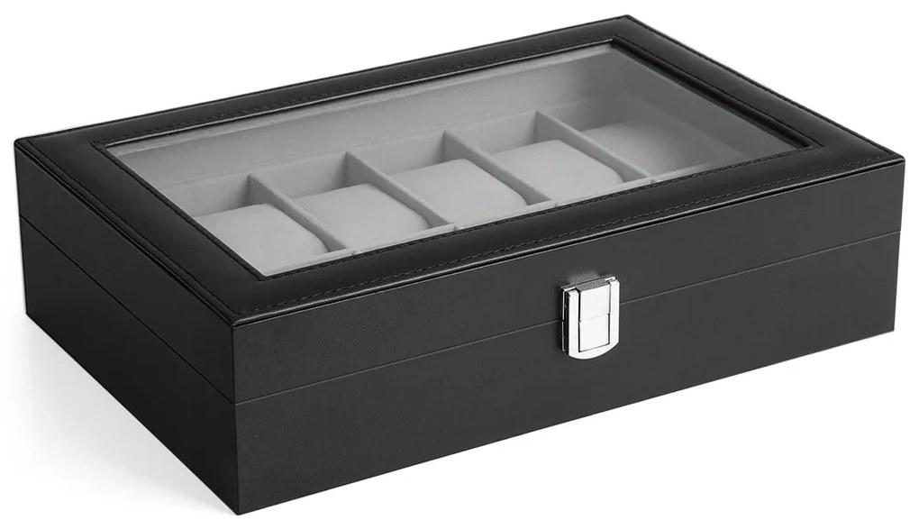 Box na hodinky Watch, 30x8,5x21 cm, černá/šedá