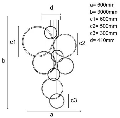 LED Stmívatelný lustr na lanku LED/290W/230V 3000-6500K + dálkové ovládání