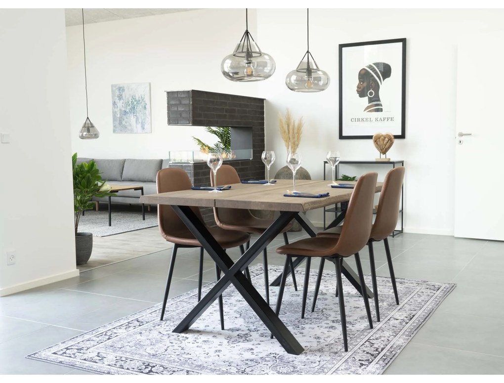 House Nordic Kožená jídelní židle STOCKHOLM hnědá 1001115