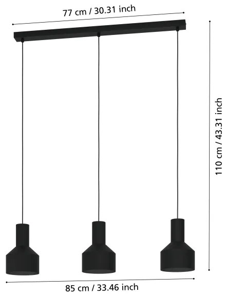 Eglo 99552 - Lustr na lanku CASIBARE 3xE27/40W/230V