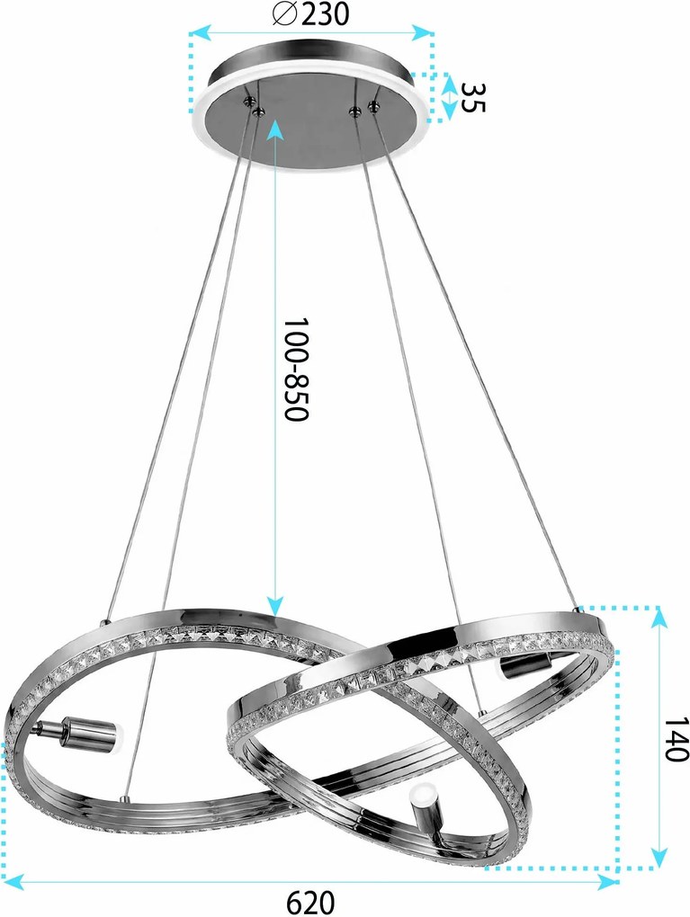 Toolight Toolight, LED závěsné svítidlo, 620 mm, 140W, 4000K, 5000lm, G158-CP, zlatá lesklá, OSW-06410