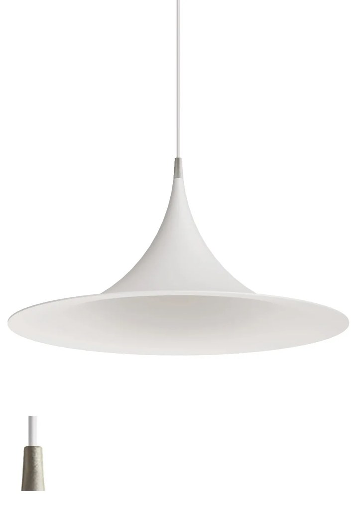 Linea LightCA025AKWEZZ Morgana, bílé závěsné svítidlo s niklovým prvkem, 1x22W E27, průměr 47,8cm