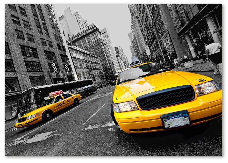 Wallmuralia Foto obraz fotografie na skle Taxi New York 100x70 cm