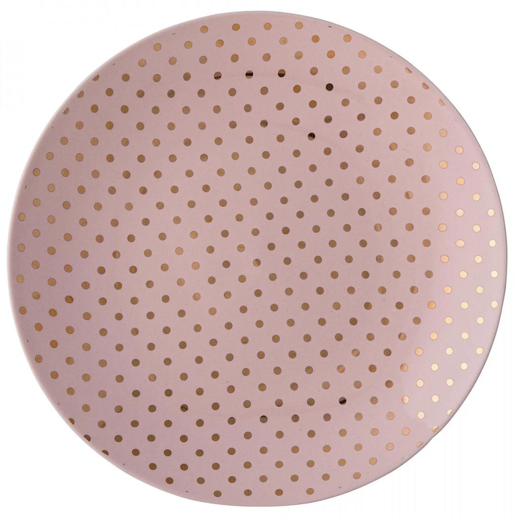 Bloomingville Dezertní talíř Henrietta Gold dots, růžová barva, zlatá barva, keramika