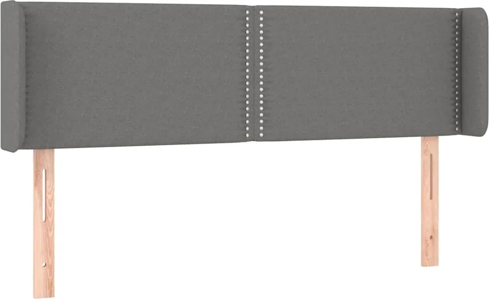 Čelo postele s LED tmavě šedé 147 x 16 x 78/88 cm textil 3123095