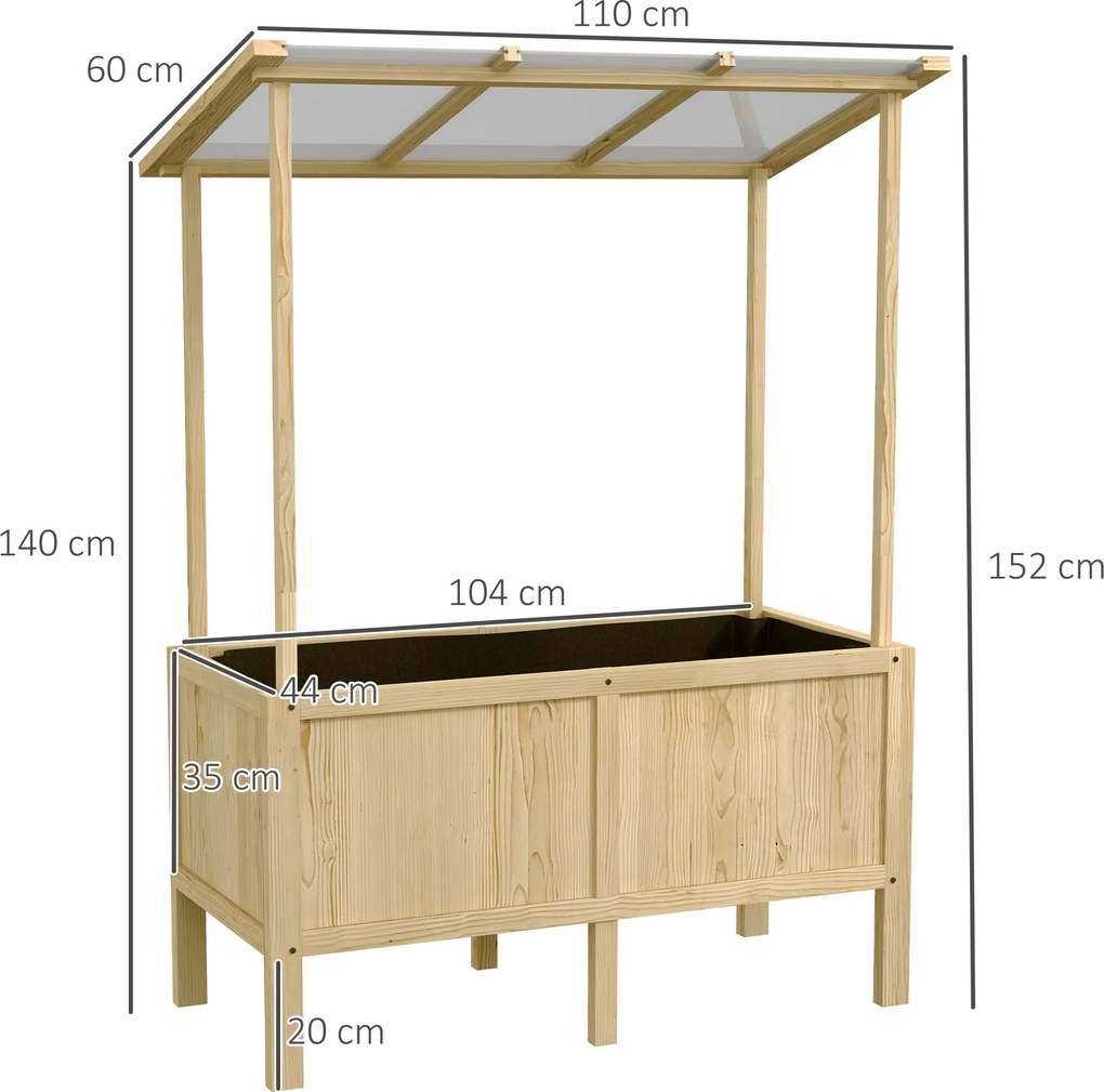 Outsunny vyvýšený záhon dřevěný chladicí rám s víkem 110x60x152cm truhlík s rounem pro zahradu balkon příroda |