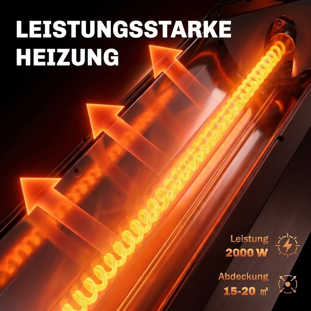 Outsunny Infračervený topný těleso 2000W z uhlíkových vláken stojací topení s dálkovým ovládáním, 8 úrovní topení, ochranný kryt, časovač, ochrana pr…