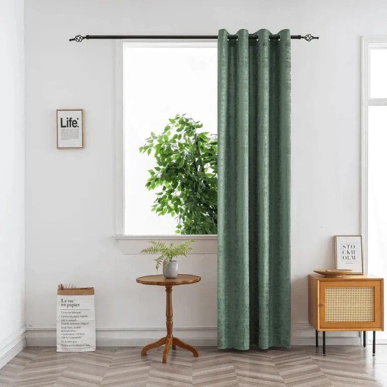 Zatemňovací závěs LOOM VELVET 140x250 cm, zelený Zavěšení: Kovové kroužky
