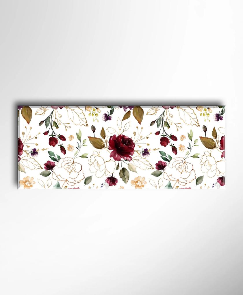 Malvis ® Obraz akvarelové růže ROZMĚR (šířka x výška): třídílný obdélník 150x60 cm