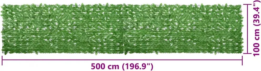Balkónová zástěna se zelenými listy 500 x 100 cm 315501