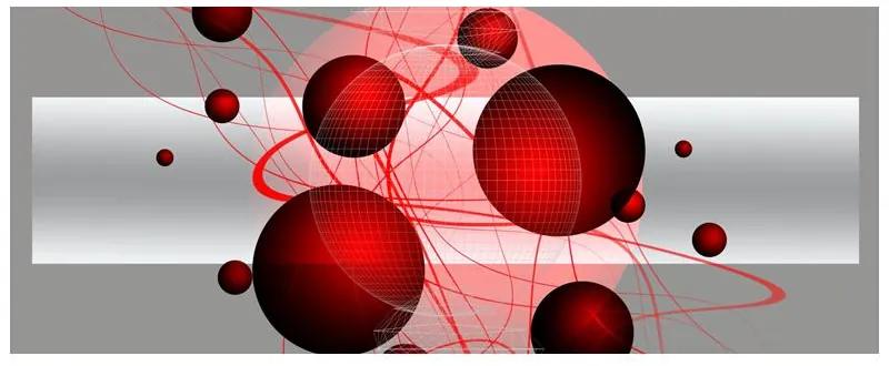Abstraktní obraz - červených koulí (100x40 cm), 40 dalších rozměrů